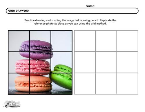 Grid Drawing Art Worksheets - Sweet Treats - 6-12th Grade by Art with ...