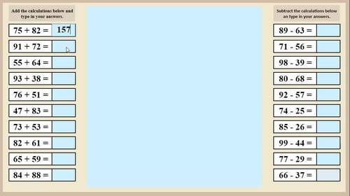 Digital Pixel Art NO PREP - Happy Bunny 2-digit Addition and Subtraction