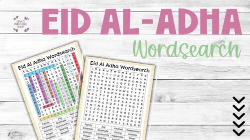 Eid Al Adha Word Search Game Activity by GinasPrintableShop | TPT