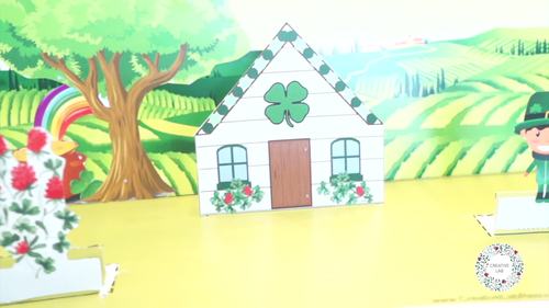 St. Patrick's Day House Scene 3D Craftivity - 100% Editable by Creative Lab