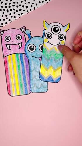 Bookmarks | Coloring Book | Color Your Own Bookmark | Monsters Halloween