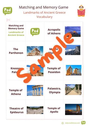 Ancient Greece Vocabulary Memory and Matching Game by Pod Literacy