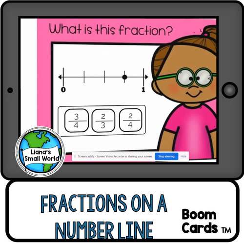 Fractions on a Number Line Boom Deck by Liana's Small World | TPT