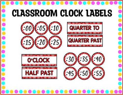 Snowflakes Printable Clock Numbers, Classroom Clock Labels, Clock Numbers