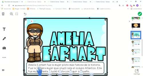 Digital AMELIA EARHART Spanish | Google Slides | Seesaw | Women's ...