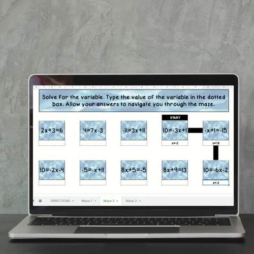 Digital Self Checking Maze Activity: Solving Two-Step Equations | TPT
