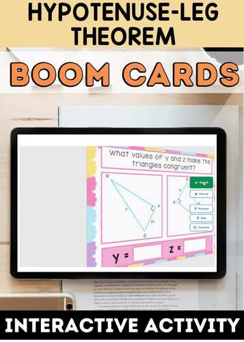 Hypotenuse–Leg Theorem (HL) | Find Missing Values | BOOM™ Cards | TPT