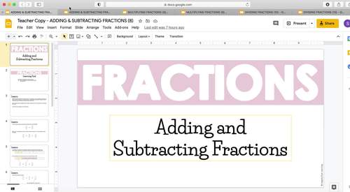 Fractions Lessons & Student Work ⎮ Digital - Google Slides ⎮Editable ...