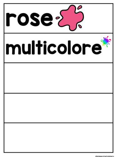 Les Couleurs French Activities-French Colours by Sprinkle it with French