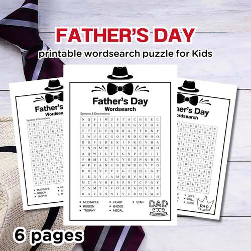 Father's Day Word Search Puzzle, Vocabulary Worksheets, Cut & Paste ...