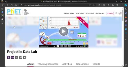 PhET Simulation Worksheet for Virtual Lab: Projectile Data Laboratory