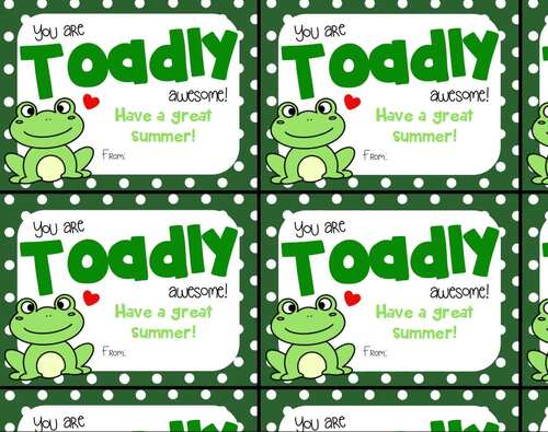 Toad-Themed End of Year (EOY) Gift Tag- You're Toadly awesome! Have a ...