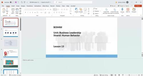 BOH4M UNIT 2-BUS. LEADERSHIP-LESSON 13-BIG 5 PERSONALITY TRAITS | TPT