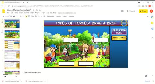 Types Of Forces: Drag & Drop Worksheet: Google Slides. Powerpoint