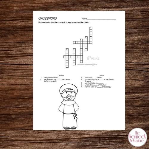 Catholic Saint Word Puzzles - No Prep Activity - St Francis of Assisi