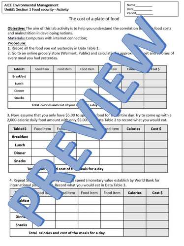 Managing Resources Unit5 AICE Environmental Management Activity | TPT