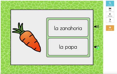 Spanish Boom Cards / Digital Task Cards--Food Groups: Vegetables / Los ...