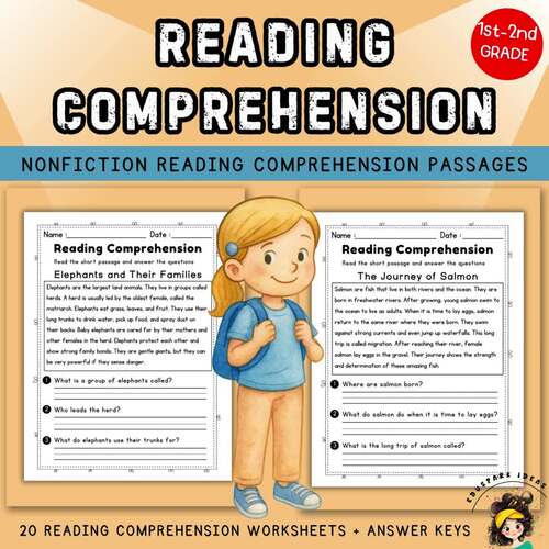 Nonfiction Reading Comprehension Passages 1st 2nd Grade Response Sheet ...