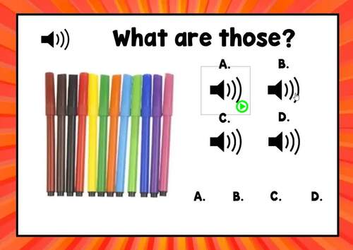 SCHOOL SUPPLIES BOOM CARDS Listening English School Boom Cards ESL ENL ELL