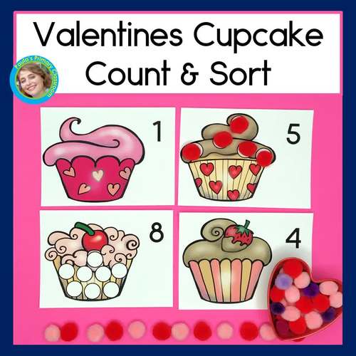 Valentines Day Activities Counting and Sorting Cupcakes Math Centers