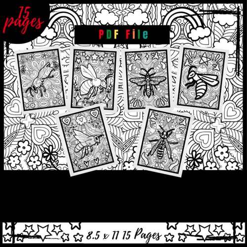 Wasps Mindfulness Mandala Coloring Pages, Insects & Arachnids Coloring ...