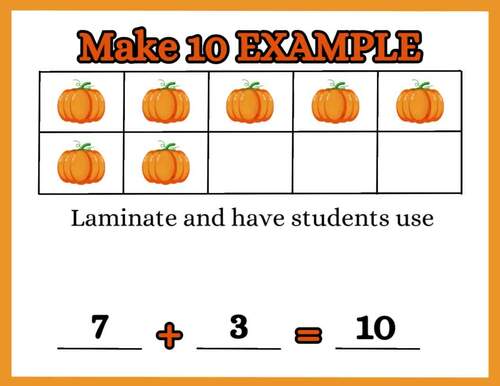 Fall Partners to 10 Math Games - Make 10 - Pumpkins Bats Spiders