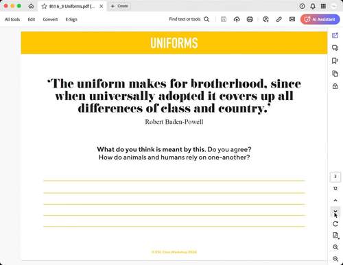 ESL Intermediate Lesson: Talk about Uniforms & Construct Arguments ESL Intermediate Lesson: Talk about Uniforms & Construct Arguments