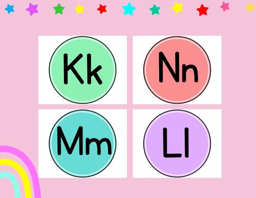 Printable Colorful Alphabets Flash cards, Round Word Wall Alphabet Letters