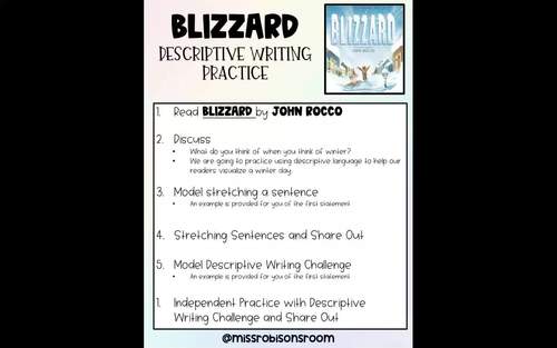 Winter Descriptive Writing Practice-Blizzard- Google Slides & PDF