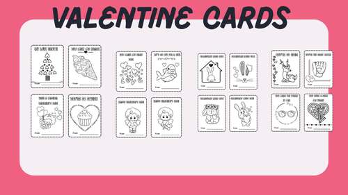 Valentine Coloring Cards Printable DIY Activity for Classroom by MJ MAY