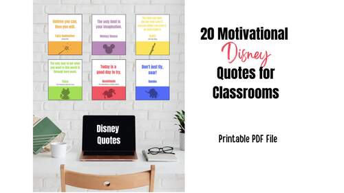 Disney Motivational Posters 8.5x11 PDF Printable Movie Quotes | Set of 20
