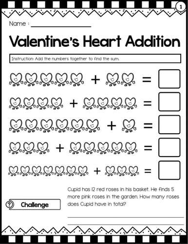 1st Grade Valentines Day Math Activities - February Morning Work & Math ...