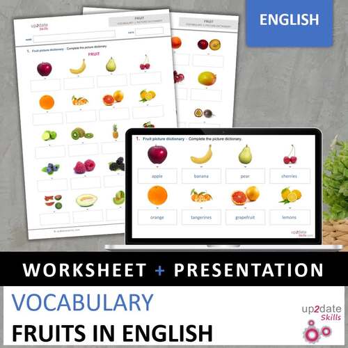 Fruits in English Vocabulary Worksheet PDF + Word + PPT [Picture ...