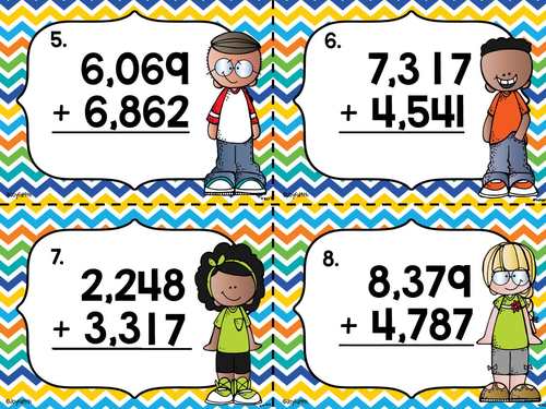 Multi-Digit Addition Task Cards & Worksheet | Grades 3 & 4 | Digital ...