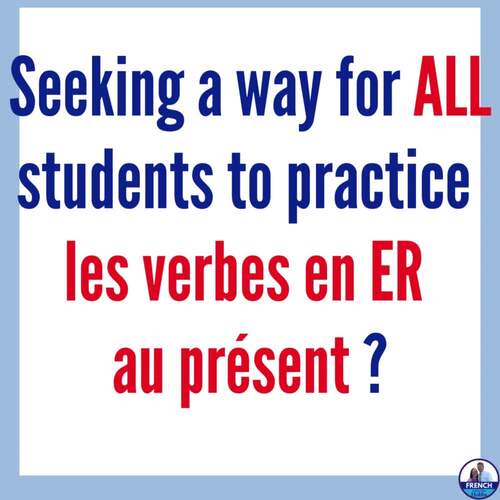 French ER verbs Present Tense Fun Partner Grammar Game en -ER au présent