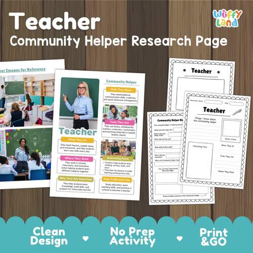 Teacher Community Helper Research Project | School Careers & Education ...