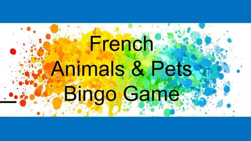 French Animals & Pets Bingo Game Activity by Worksheet Whisperer