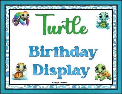 Turtle Birthday Display *Editable* by Cindy's Treasures | TPT