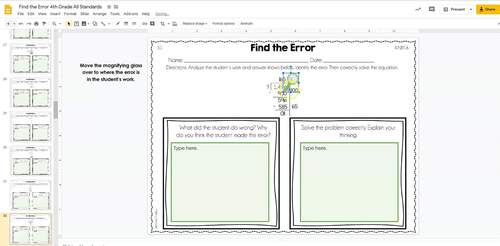 Error Analysis Math Tasks {4th Grade} With Google Slides™ for Distance ...