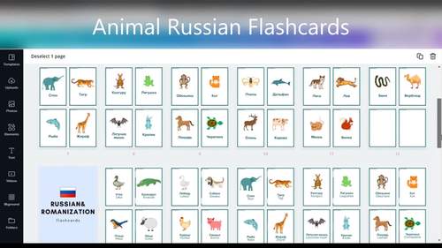 ANIMALS Russian flashcards animals by Language Forum | TPT