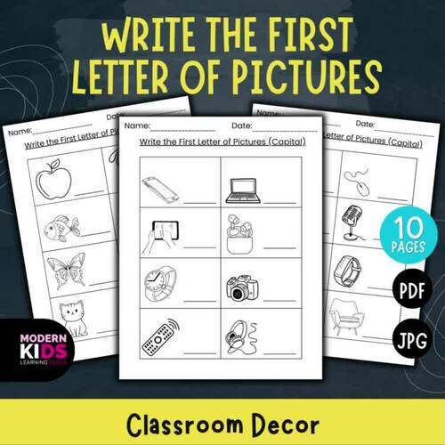 Write the First Letter of Pictures (Capital) by ModernKids LearningPress