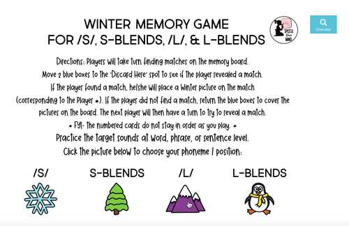 Winter Matching Articulation Boom Cards™ for S, L, S-Blends, L-Blends