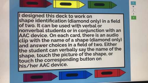 SPEECH THERAPY/ABA/AAC BOOM CARDS™: ID DIAMOND SHAPE - FIELD OF 2