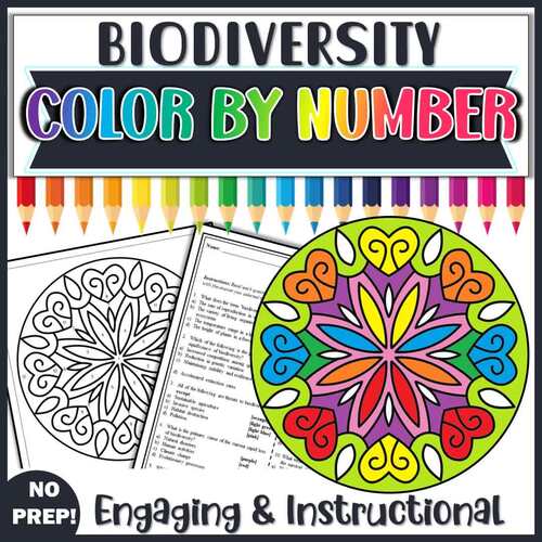 Biodiversity Color by Number | Biology Review Worksheet Activity