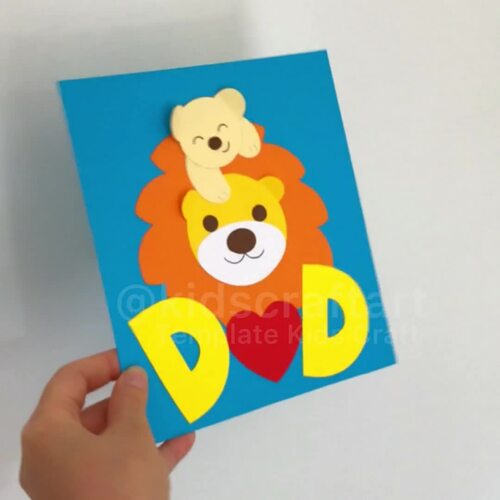 Father’s Day Craft Lion for Gift Card I Love DAD Animal Zoo Jungle ...