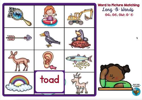 LONG O VOWEL TEAMS OA OE OW O-E WORD TO PICTURE MATCH BOOM CARDS 2ND ...