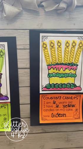 Birthday Candle Counting Math Craft by Glitter and Glue 4 K-2 | TpT