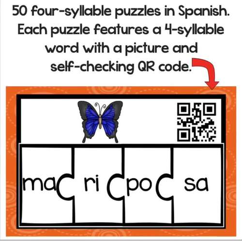 50 Four-Syllable Puzzles in Spanish. Rompecabezas de palabras de cuatro ...