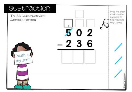 Subtracting Across Zeros 3rd Grade Subtraction With Regrouping Boom Cards