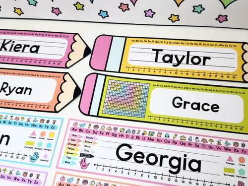 Kinder Brights Student Desk Name Labels | Name Plate Classroom Printables